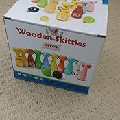 TOWO Wooden Skittles for Children - Wooden Skittle Set with Animal ...