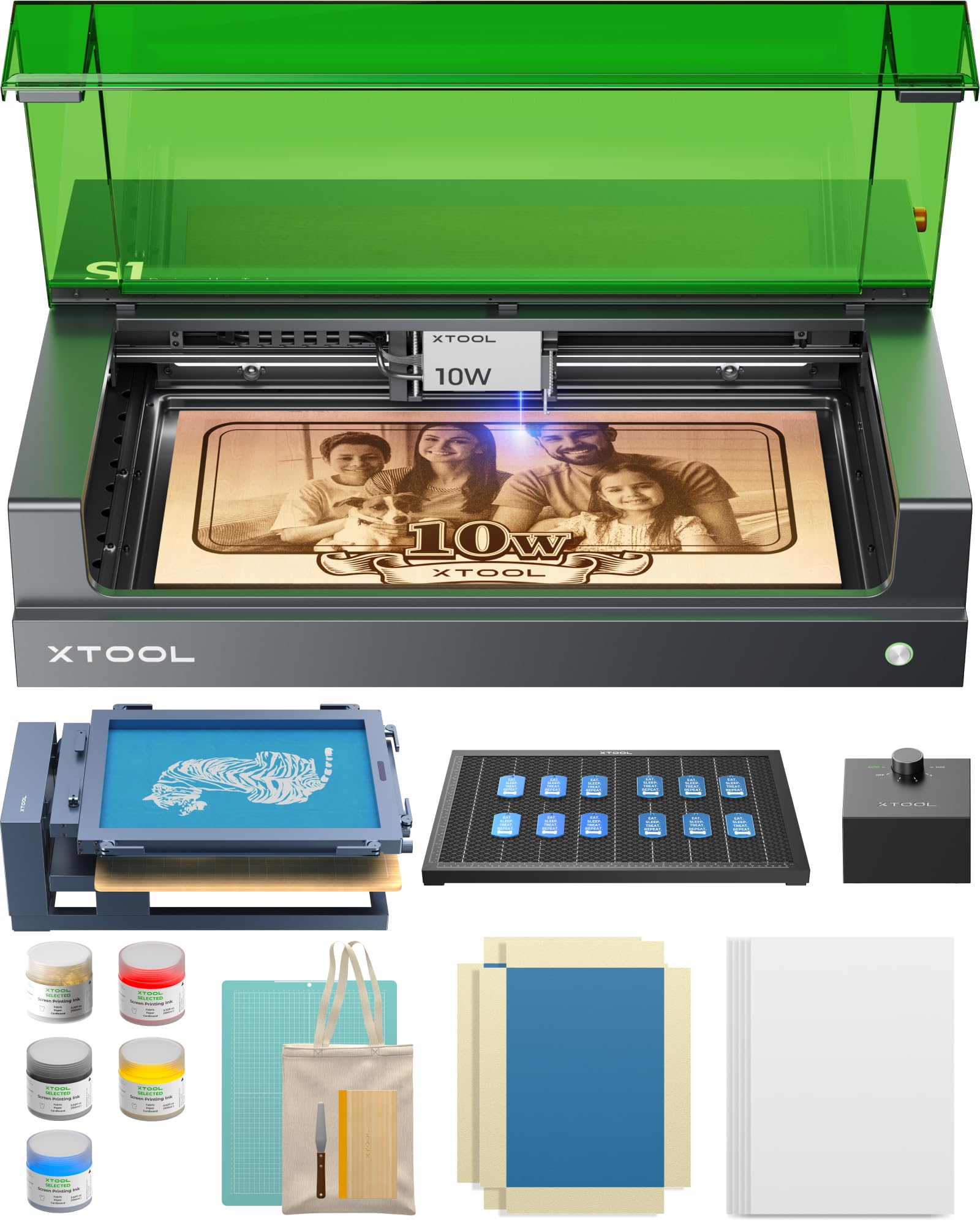Mua xTool S1 Laser Engraver with Screen Printer Basic Bundle, Class 1 10000mW(10W) Laser ...