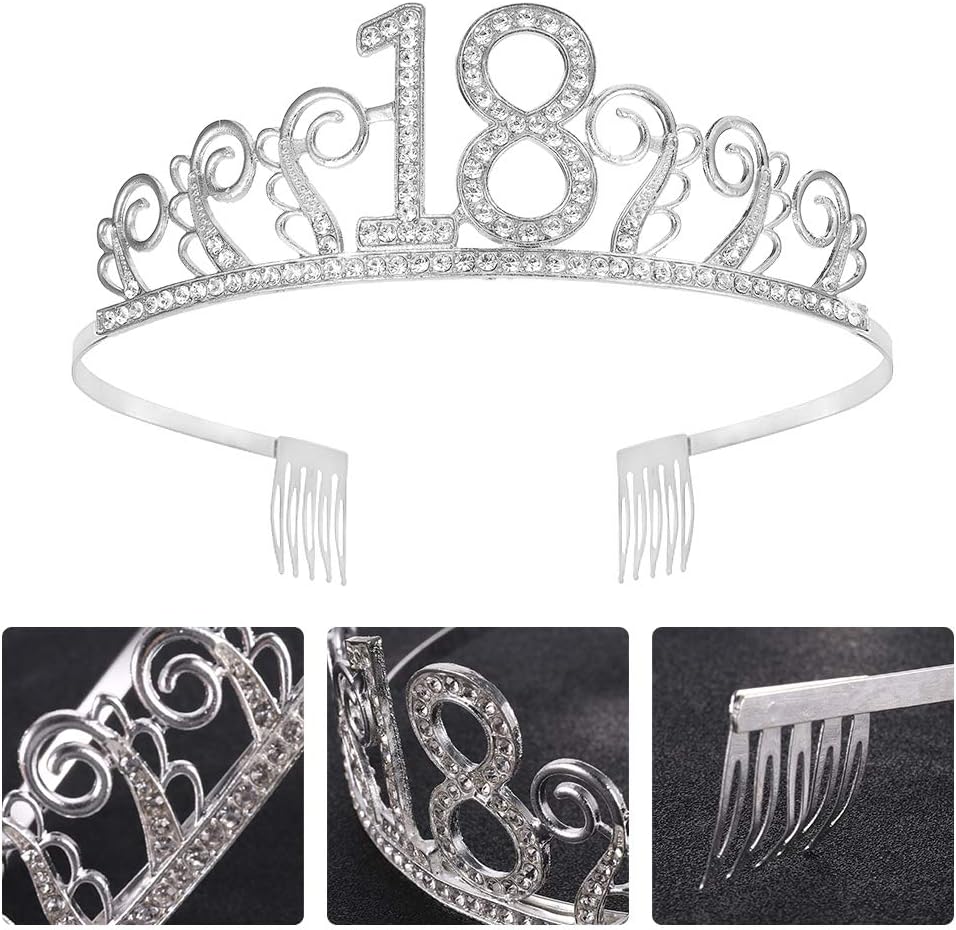 hugttt 18th Crystal Crown Rhinestone Queen Tiara Crystal Tiara ...