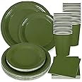 Amazon.com: Whaline 100Pcs Olive Green Tableware Set Wedding Disposable ...