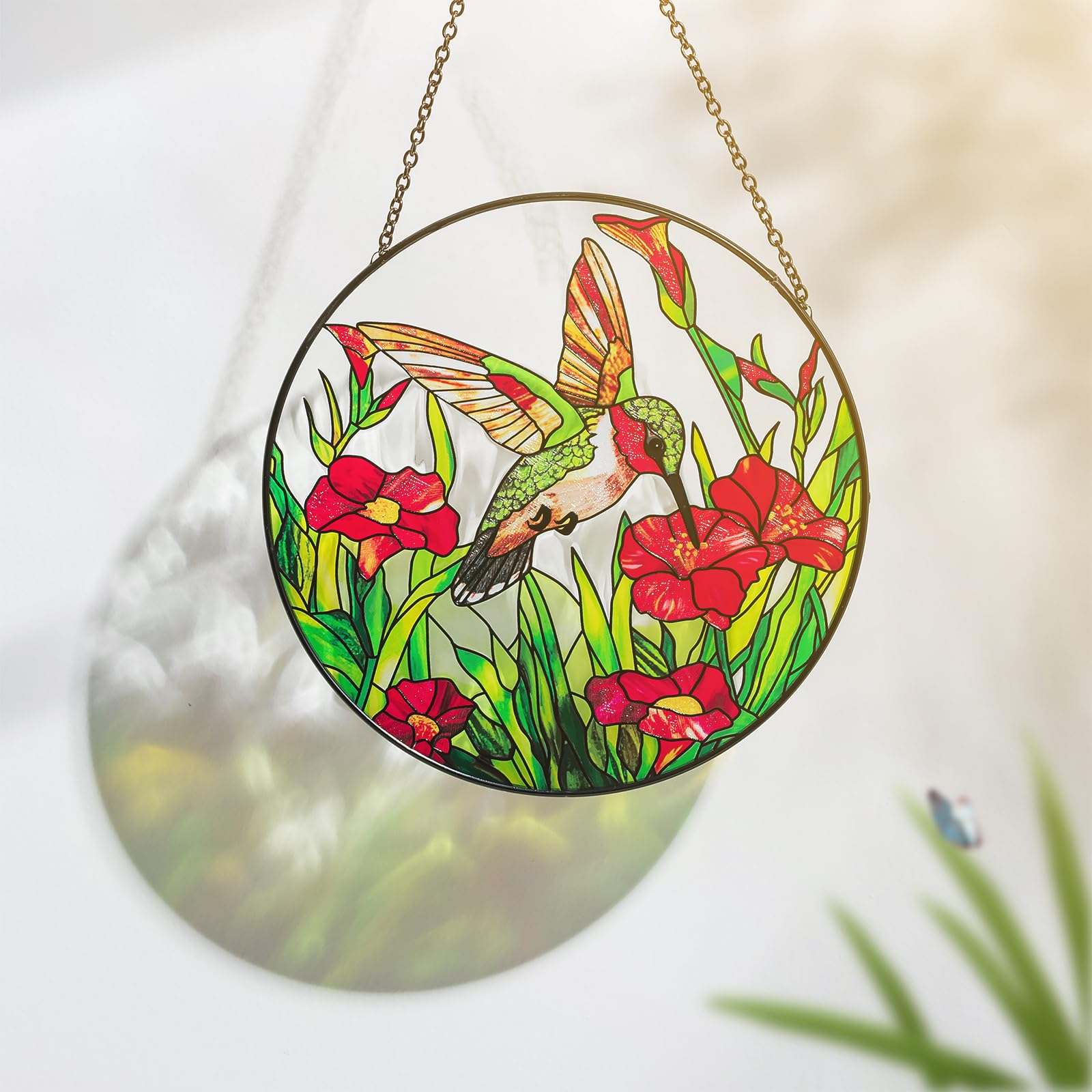 Hewory Hummingbirds Stained Glass Suncatcher: Stained Glass Window ...