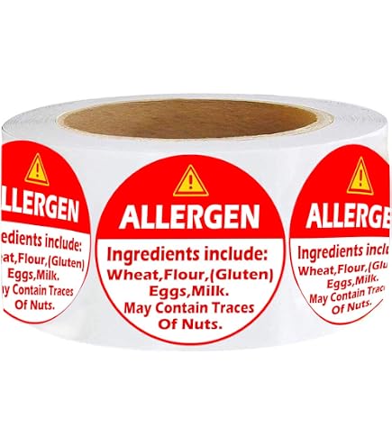 Safety Labels & Tags 500 Food Allergen Warning Stickers - Safety Alert ...