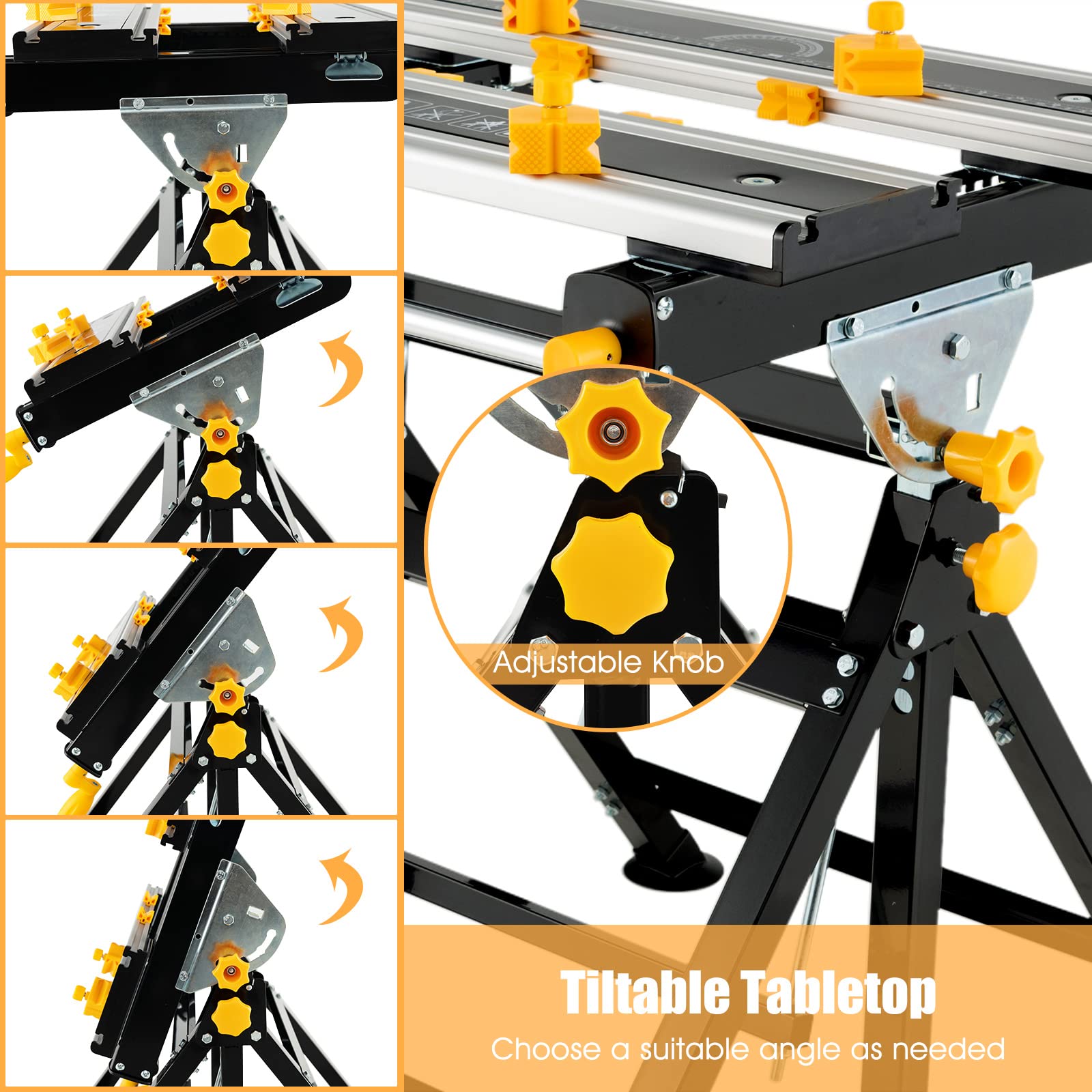 Mua IRONMAX Portable Workbench, Folding Work Table with 7-Level Height ...