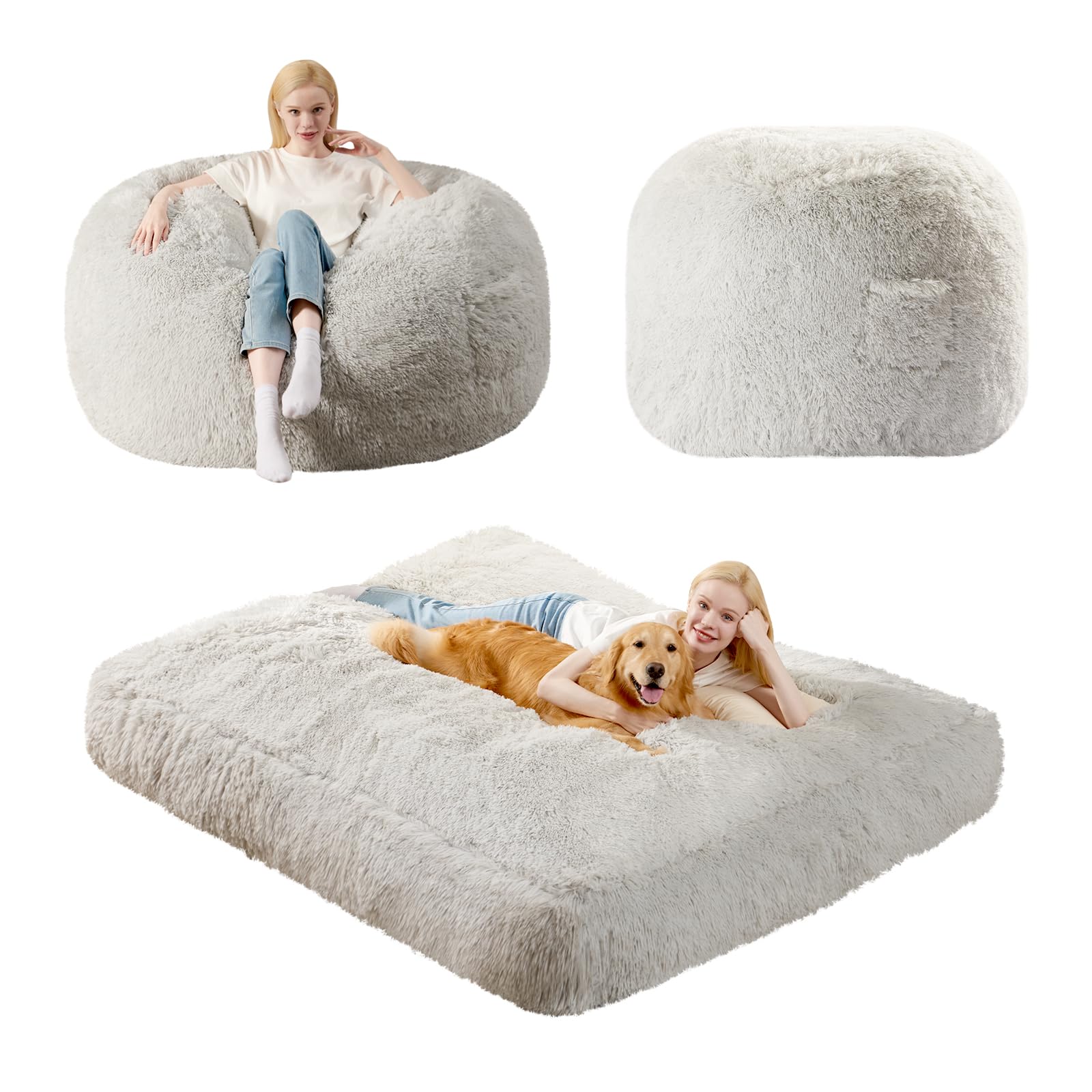 Bean Bag Bed Giant Bean Bag Chairs for Adults, Large Floor Mattress ...