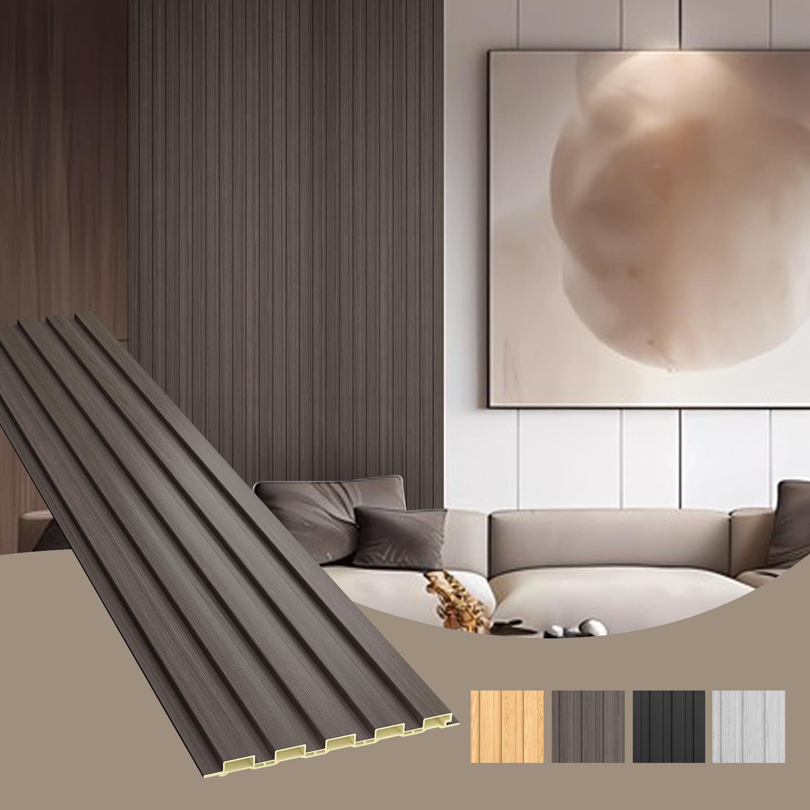 OUZUGIE WPC Acoustic Slat Wall Paneling, 8-Pack 96 x 6 Inches 3D Wall ...