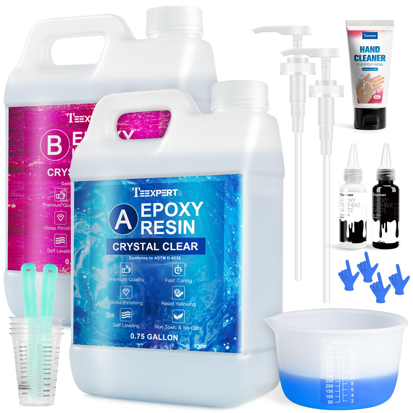 PARTIAL SET*** Teexpert Crystal Clear Epoxy Resin Kit 1.5 Gallon with ...