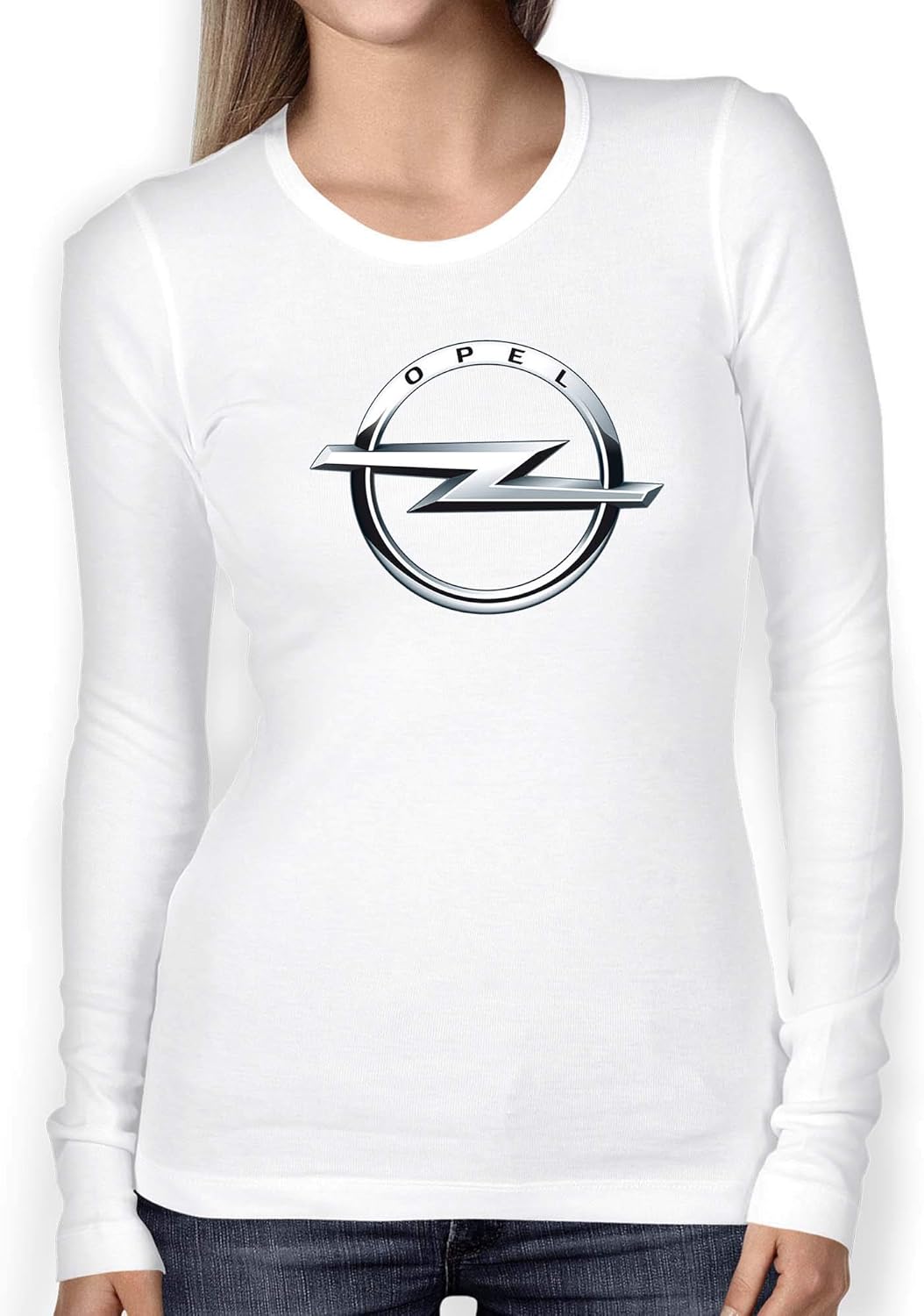 OPEL T-Shirt Clipart Women CAR Logo Auto Tee TOP Black White Long ...