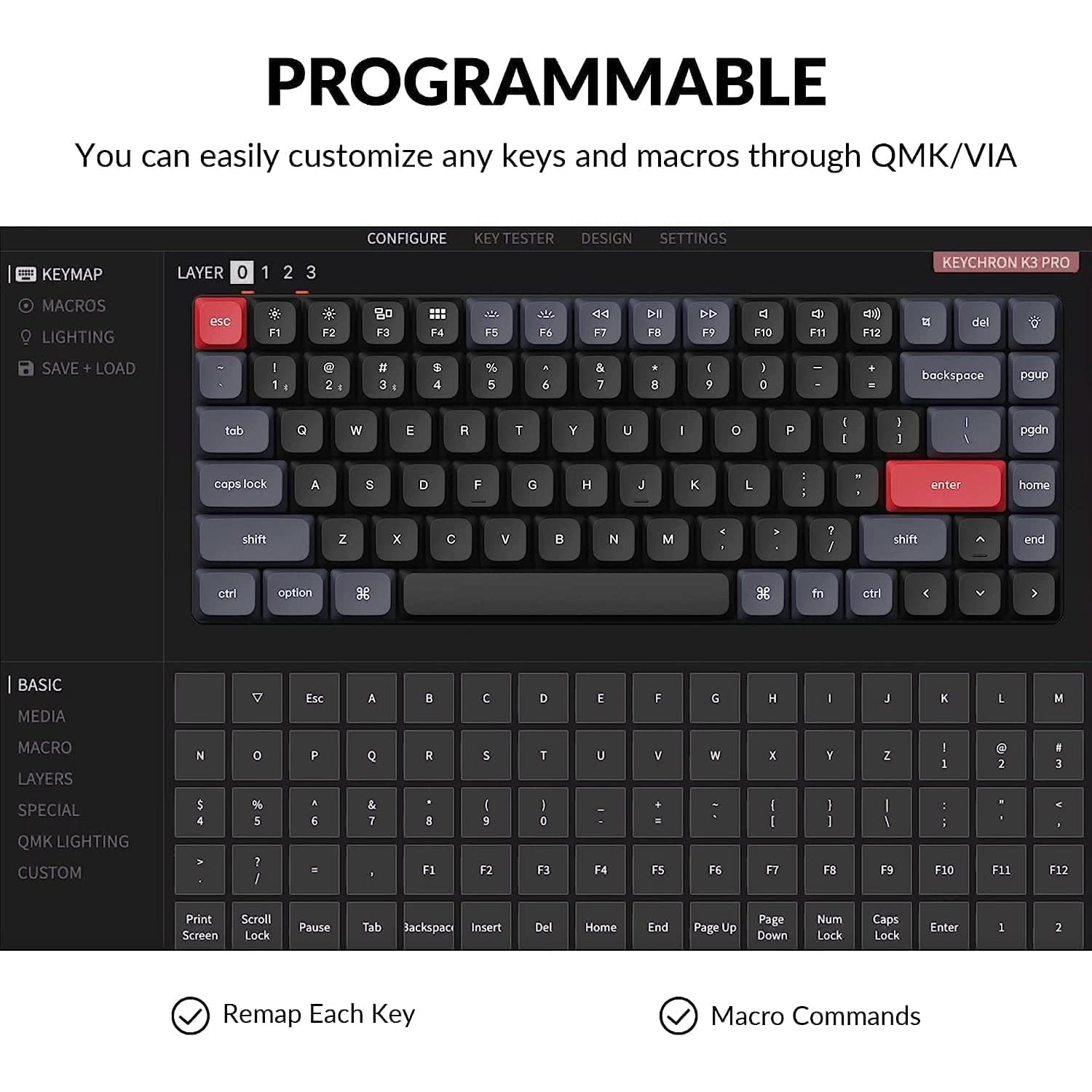 Mua Keychron K3 Pro Ultra-Slim QMK/VIA Wireless Custom Mechanical ...