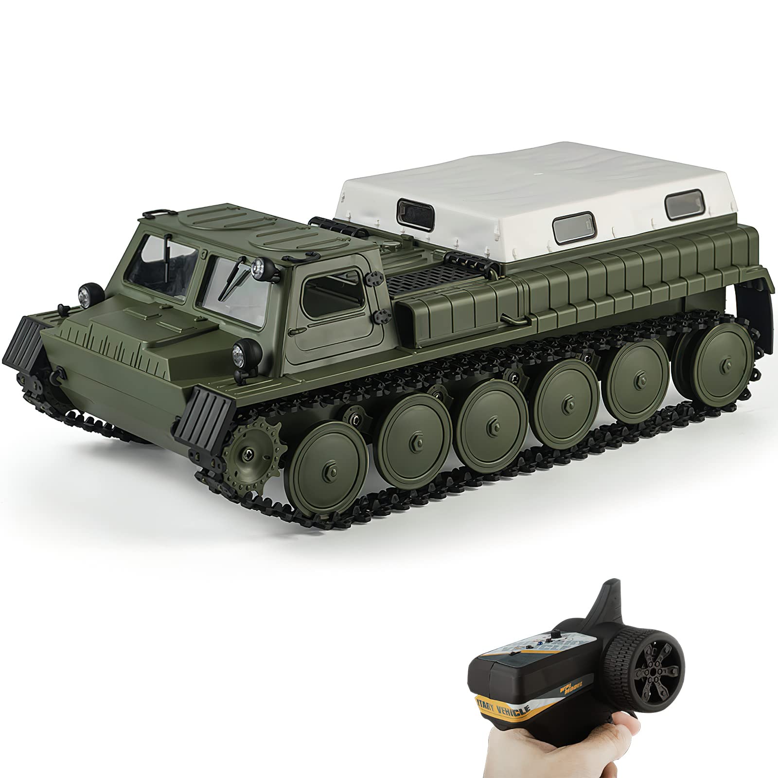 fisca Remote Control Crawler Car RC Military Transport Truck, 1/16 ...