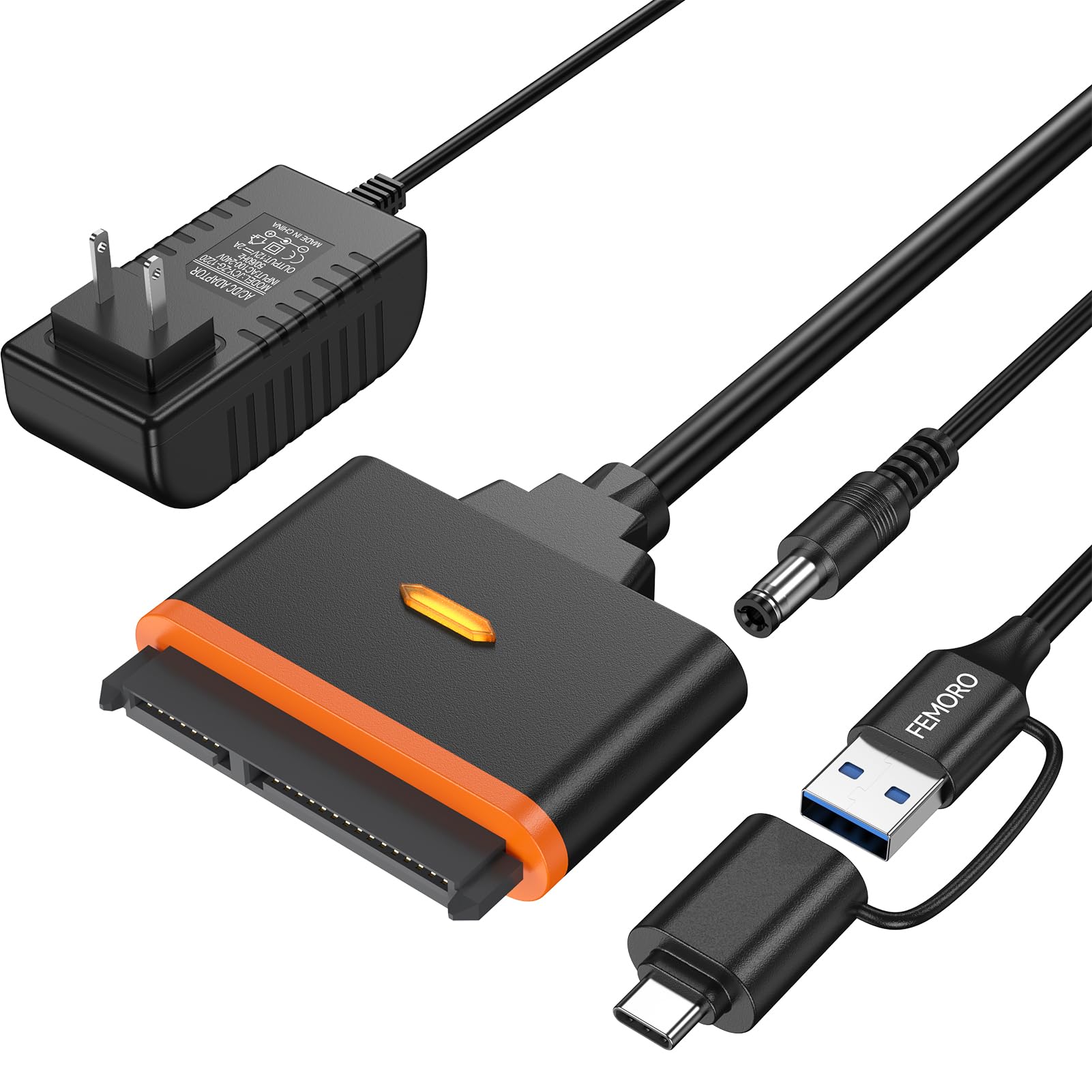 SATA to USB Adapter with Power Supply and USB C Converter, SATA Hard ...