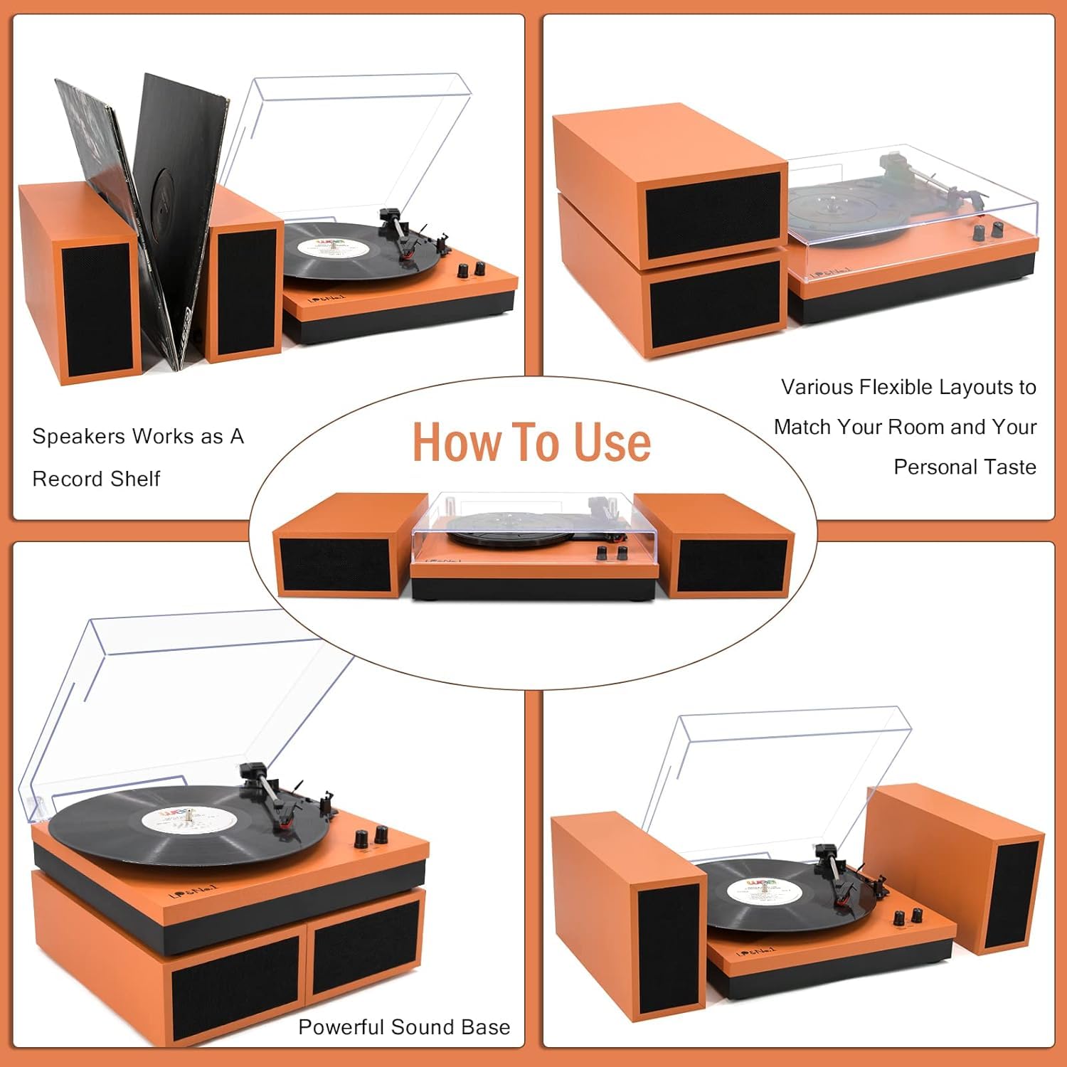 Mua Vinyl Record Player, Vinyl Turntables with Dual Stereo Bookshelf ...