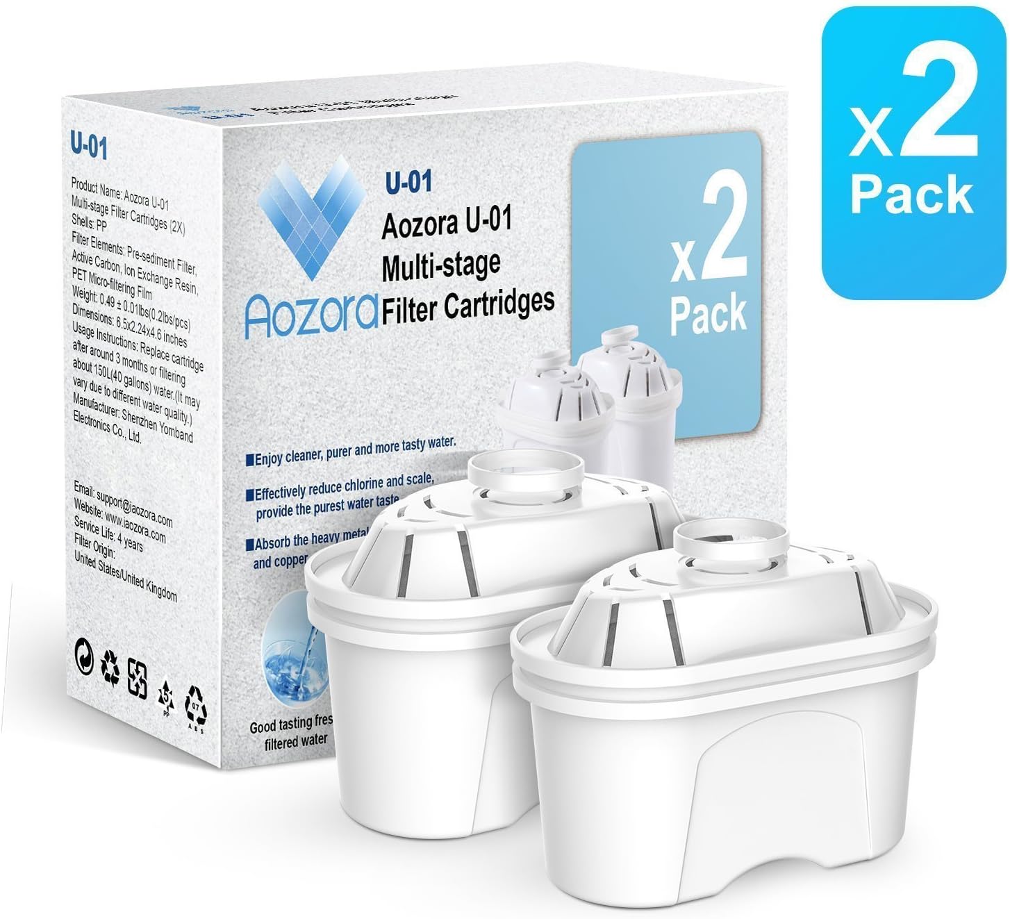 Amazon.com: Aozora Replacement Filter Water Pitcher with 4-Stage ...