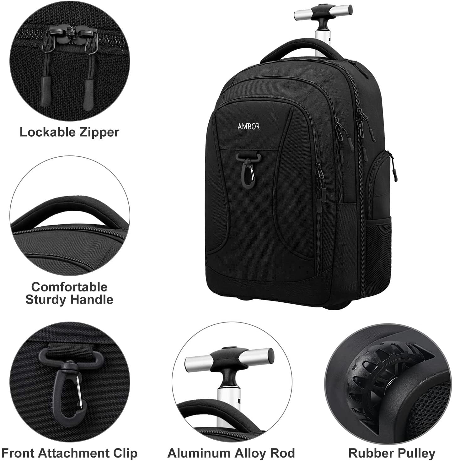Mua AMBOR Rolling Backpack, Waterproof 18 Inch Wheeled Backpack, Carry ...
