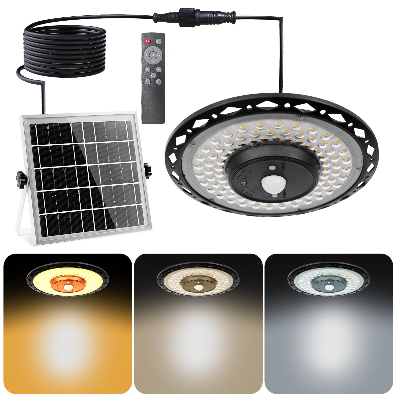 CREATESTAR Solar Pendant UFO Light 3000LM, Gazebo Indoor Outdoor Motion ...