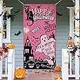 Amazon.com: Zhynice Pink Halloween Door Decorations Happy Halloween ...