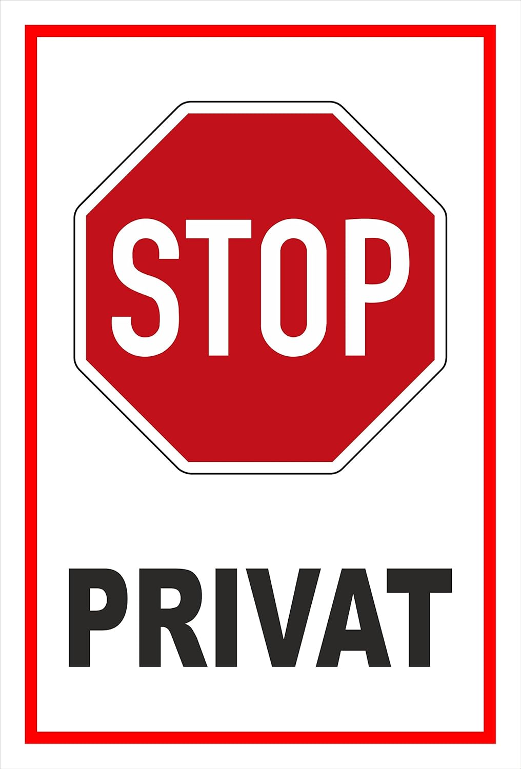 Schild - Stop - Halt - Privat – 15x10cm | stabile 3mm starke ...