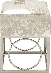 Amazon.com: Deco 79 Contemporary Leather Square Stool, 16" x 16" x 22 ...