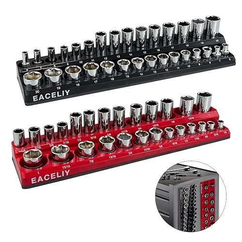 1/2" Magnetic Socket Organizer Set, 2-Piece SAE & Metric Socket Holder ...