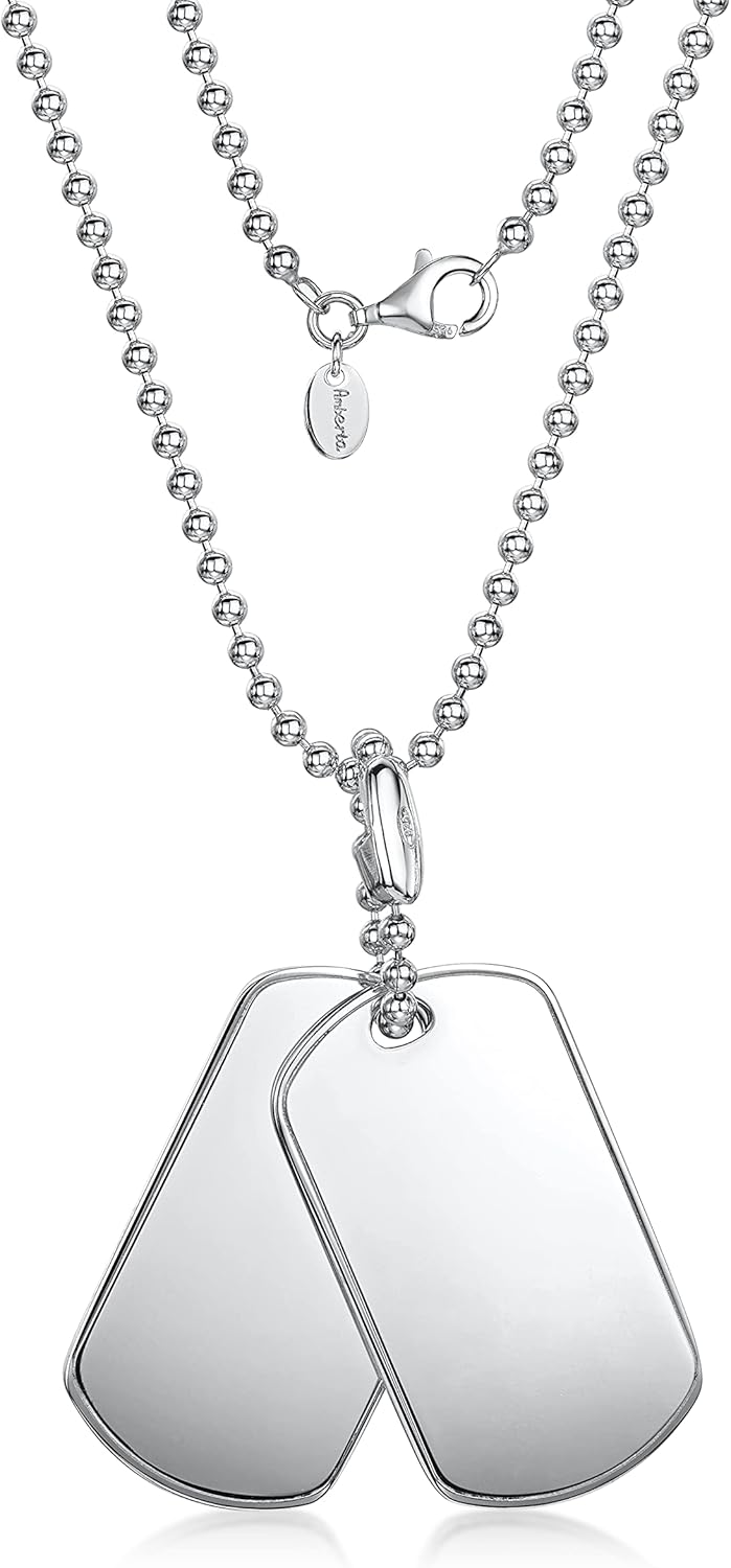 Amberta Men's 925 Sterling Silver Dog Tag Chain : Amazon.co.uk: Jewellery