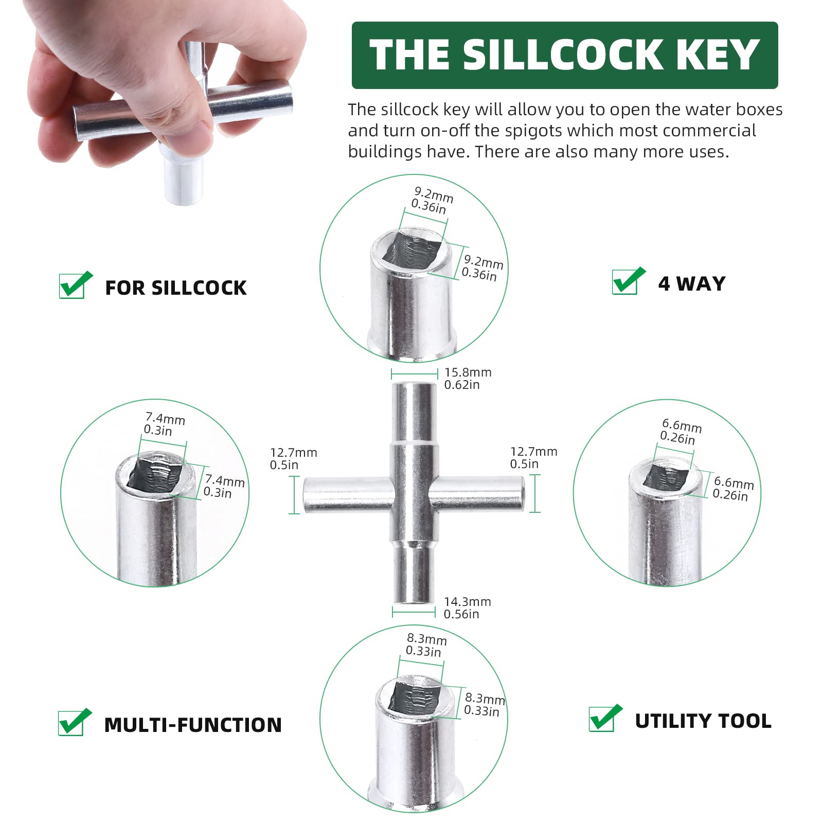 Mua Keadic 2Pcs 16" Water Meter Key Kit Includes 4 Way Triangle Square ...