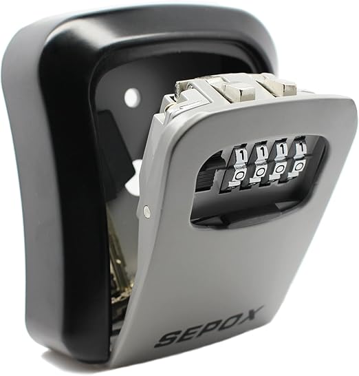 SEPOX Key Safe Lock Box Outdoor Wall Mounted 4-Digit Combination Lock ...