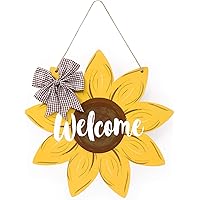 Amazon.com: Sunflower Welcome Wood Door Hanger 12 Inch Large Wooden ...