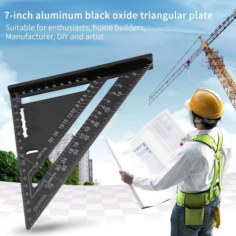 7 Inch Triangle Ruler, Metric Aluminum Alloy Black Roof Protractor High ...