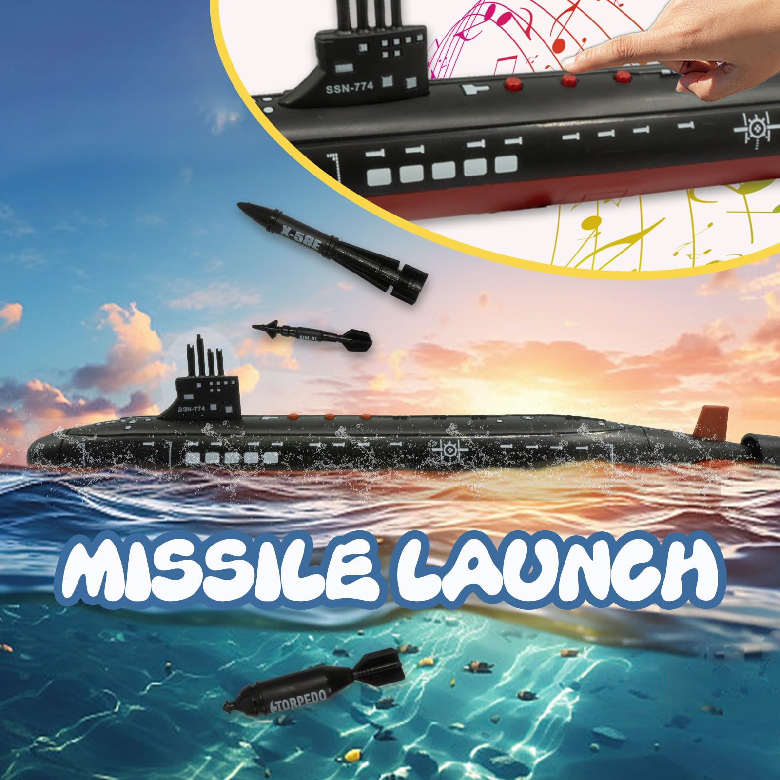 Mua OTONOPI Toy Submarine Military Toy Naval Ship with Launching ...