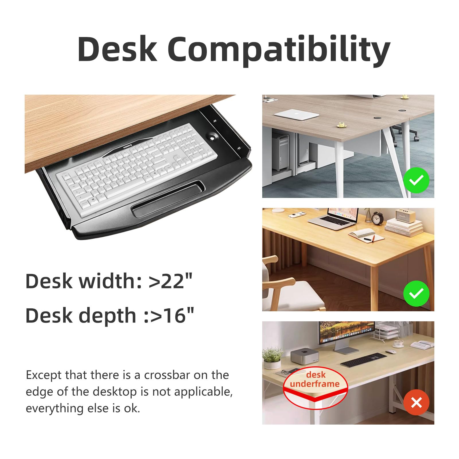 Mua Solid Steel Under Desk Keyboard Tray Slide Out with 360° Rotating ...
