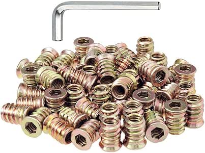 50 piezas 1/4 – 20 inserto roscado para tornillos de tuerca de madera 1 ...