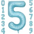 Amazon.com: PatiCool 40 Inch Blue Number Balloon 5, Large Light Blue ...