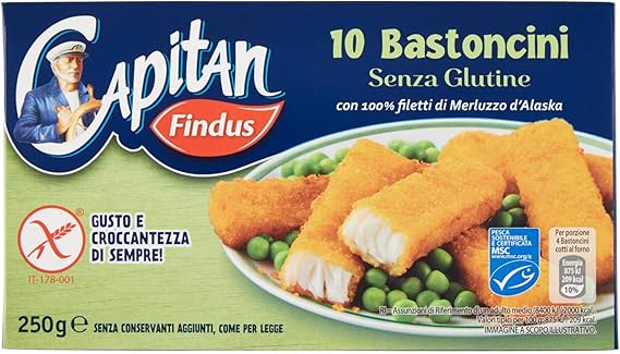 Capitan Findus - 10 Bastoncini Senza Glutine, 250 g: Amazon.it ...