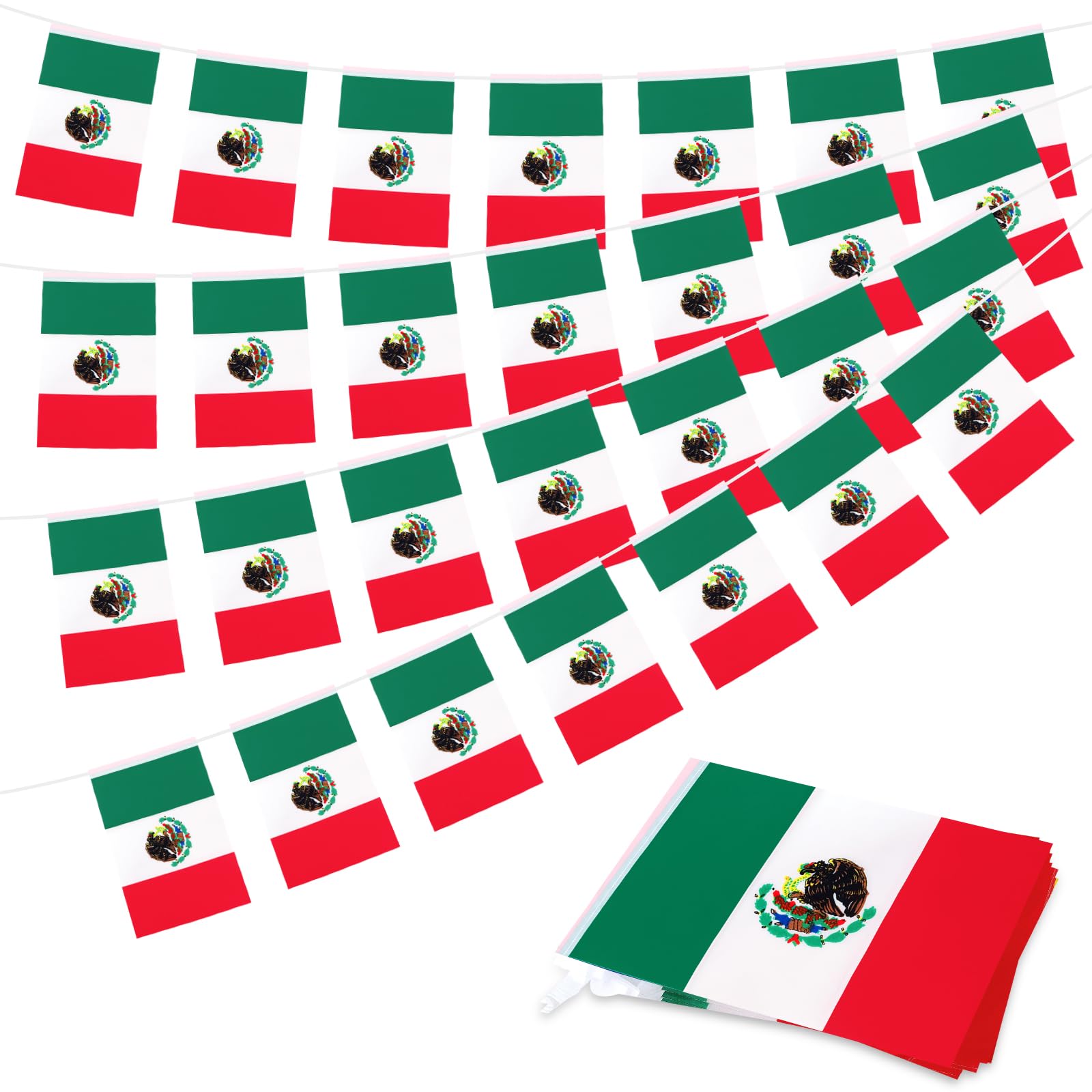 32.8 ft Mexico Pennant Flags Banner, 30 Pcs Mini Mexican String Flags ...