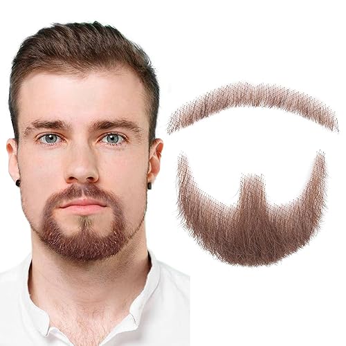 Fake Beard Realistic Mustache Brown Goatee Costume Facial Hair 100% ...