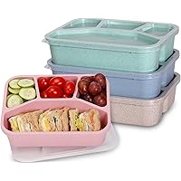 Amazon.com: 4 PCS Bento Lunch Box,3 Compartment Meal Prep Lunch Containers,Leak Proof Bento Box ...