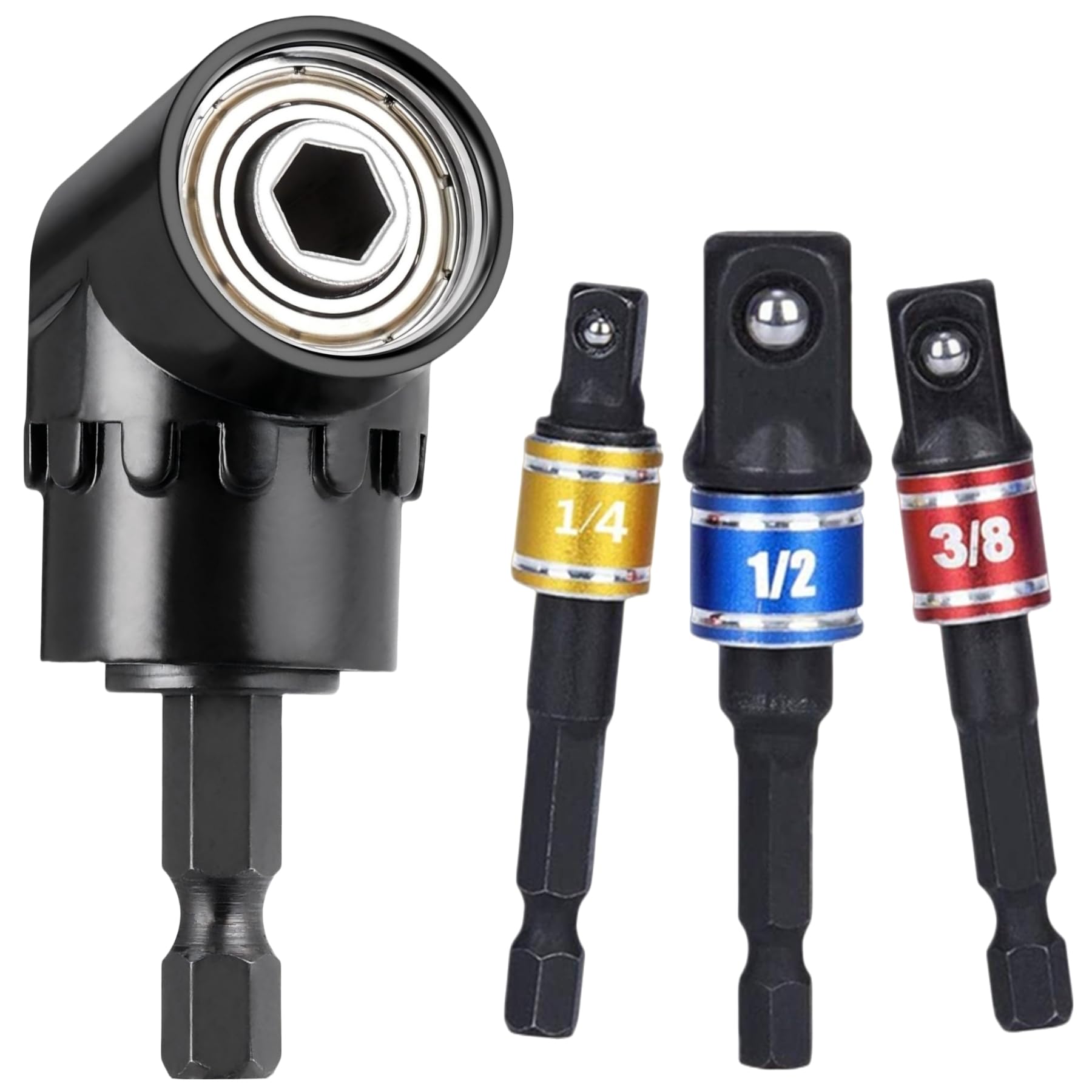 Right Angle Drill 105 Degree Right Angle Screwdriver set Drill Hex Bit Socket Adapter,3Pcs 1/4 ...
