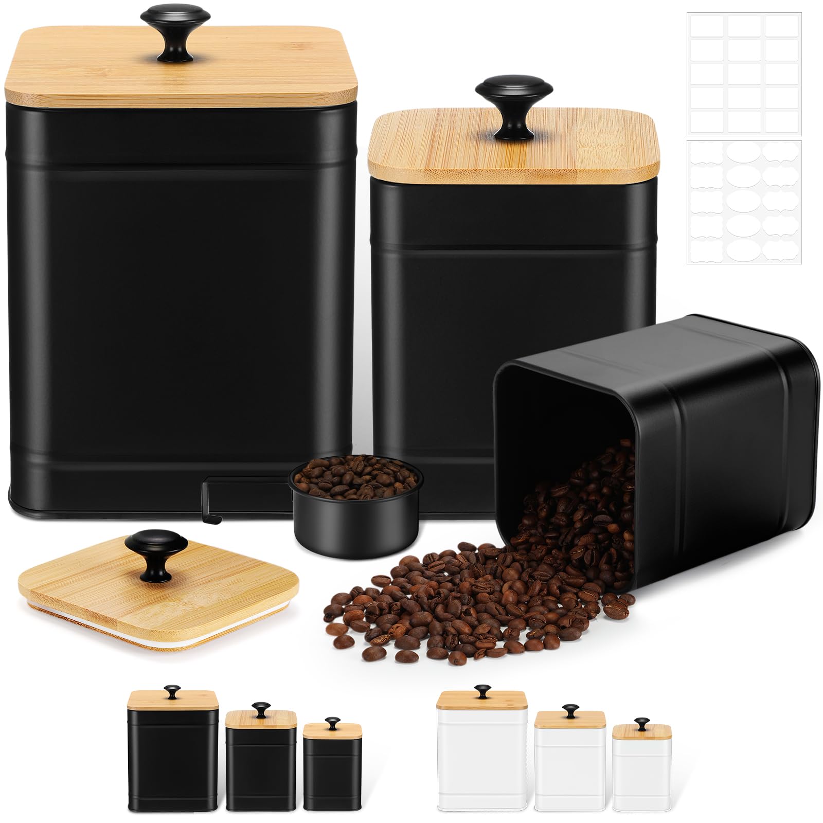 Tioncy Kitchen Canisters for Countertop Set of 3 Metal Canisters Sets ...