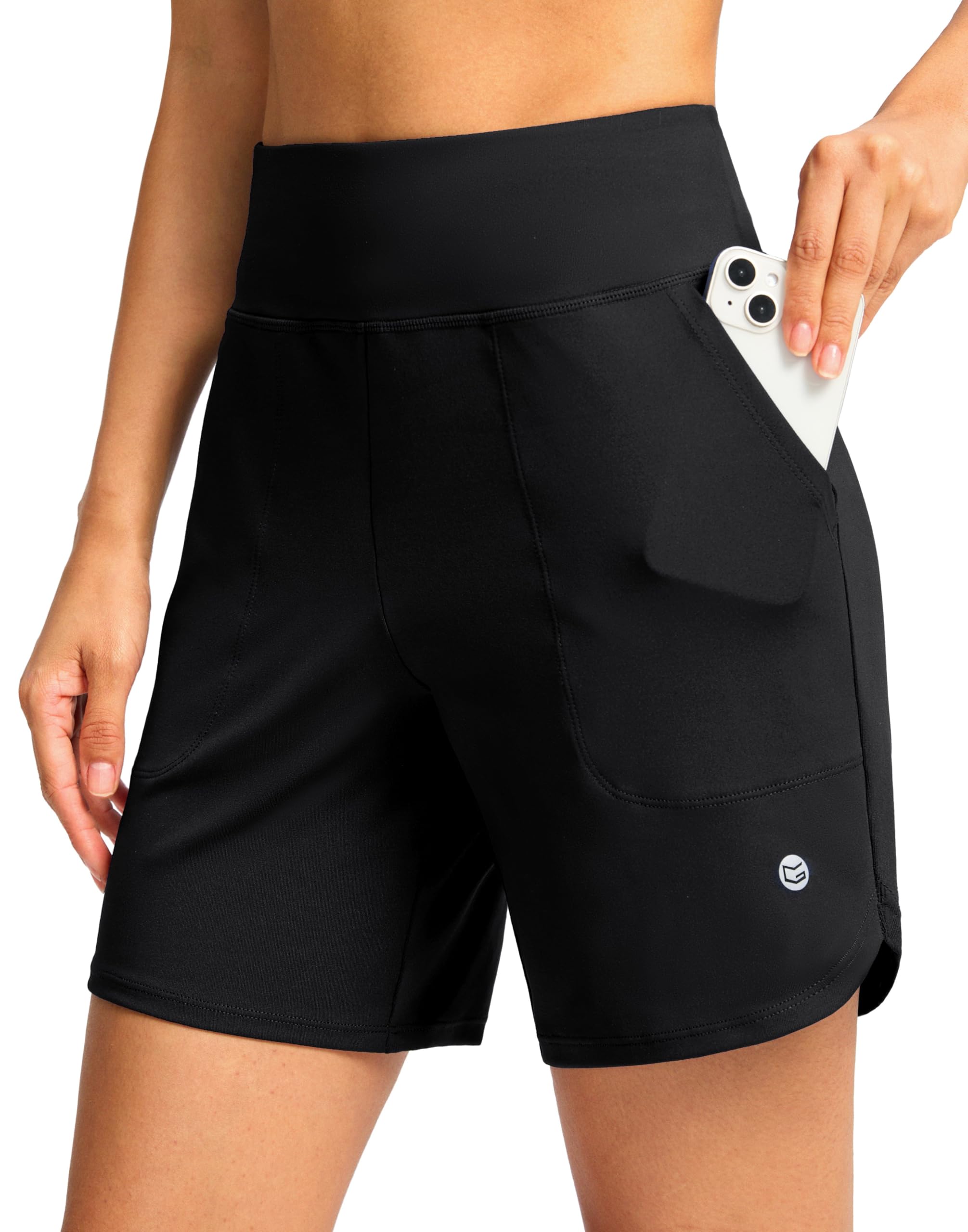 G Gradual Women's Athletic Shorts 6" High Waisted Stretchy Bermuda ...