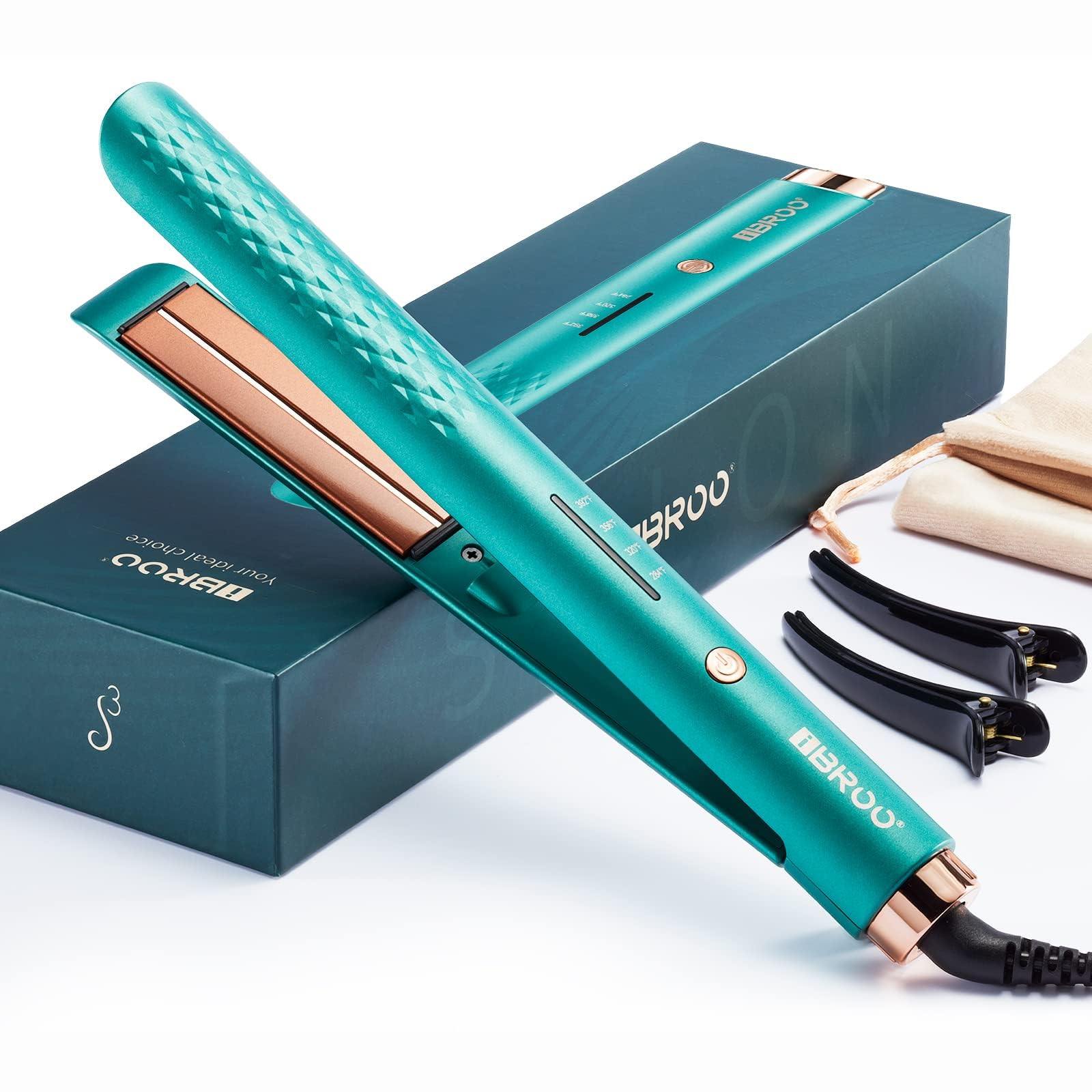 IBROO Infrared Flat Iron Hair Straightener Ceramic Tourmaline Ionic ...