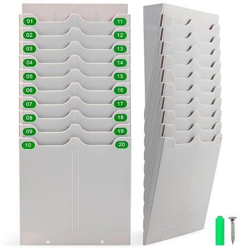 Volcora Expandable Time Card Rack 20 Pockets, Time Card Holder Wall ...