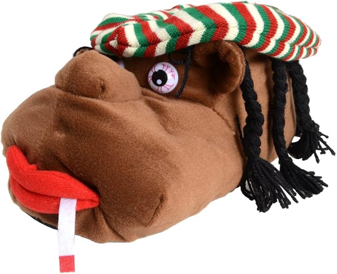 Mens Cosy Rasta Man Character Plush Novelty Slippers - Size UK 10 Brown ...