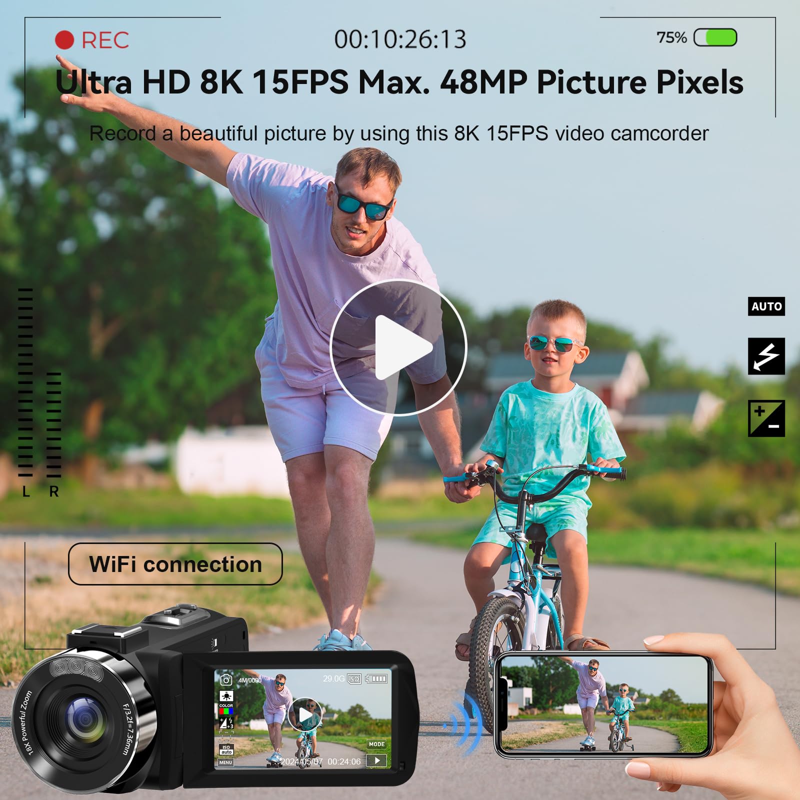 Mua Video Camera, 8K Camcorder 48MP Vlogging Camera for YouTube 18X ...