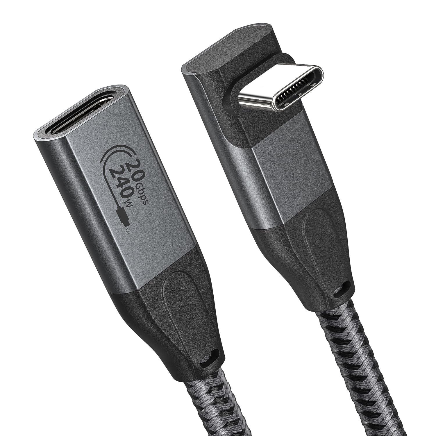 XAOSUN 90 Degree USB C Extension Cable 1.64FT, USB C 3.2 Extender with ...