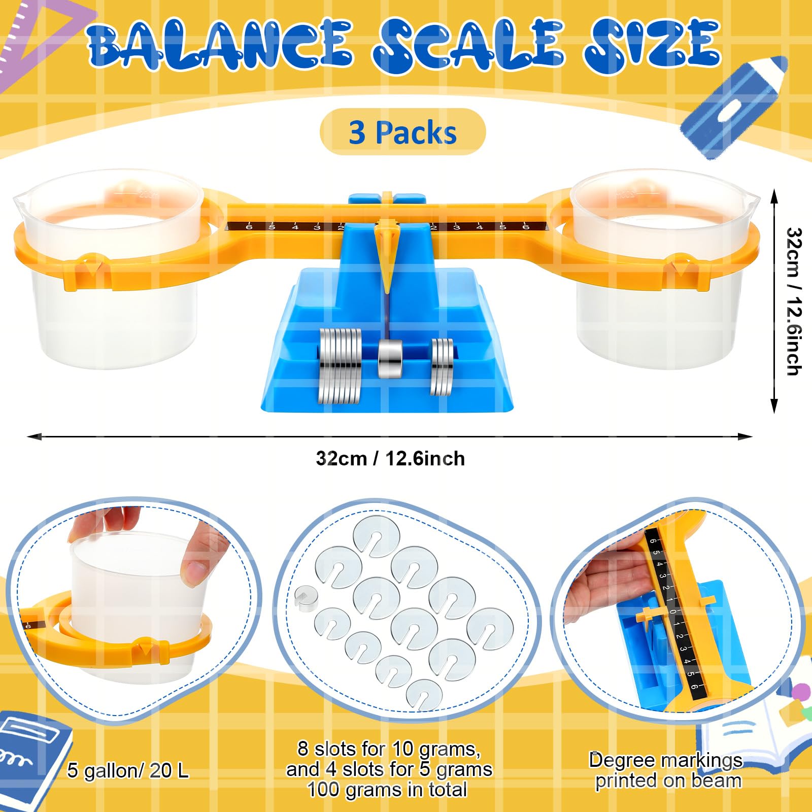 Mua Libima 3 Pack Student Balance Scale for Classroom, Clear Primary ...