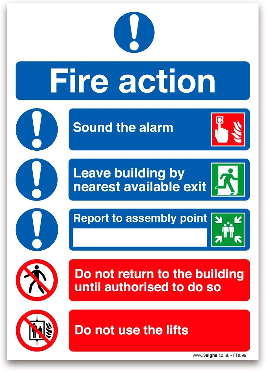 stika Fire Action Symbolised Plan A5 148x210mm 1mm Rigid PVC Plastic ...