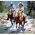 Amazon.com: 5D Diamond Painting Kits West Cowboy Riding Horse Full ...