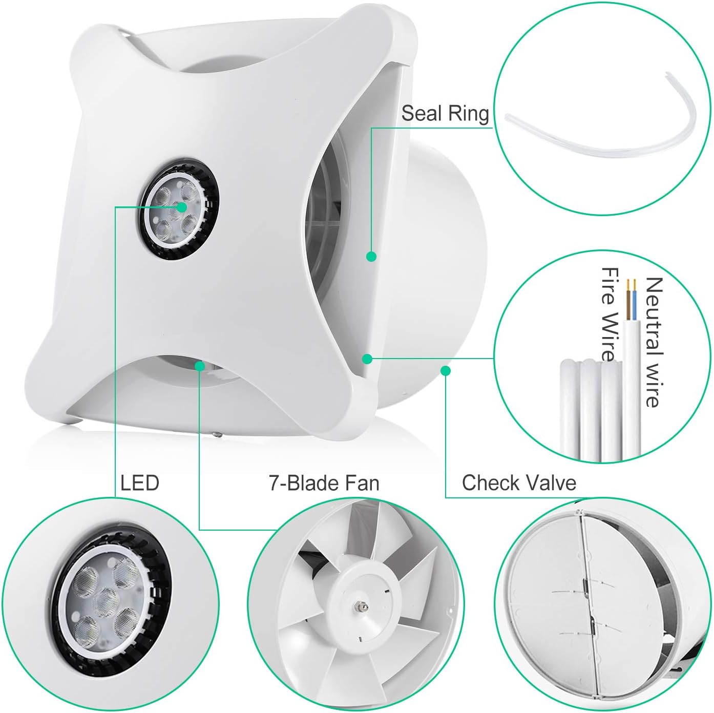 Hon Guan 6 LED Ventilation Wall Or Ceiling Mounted Exhaust Fan ...