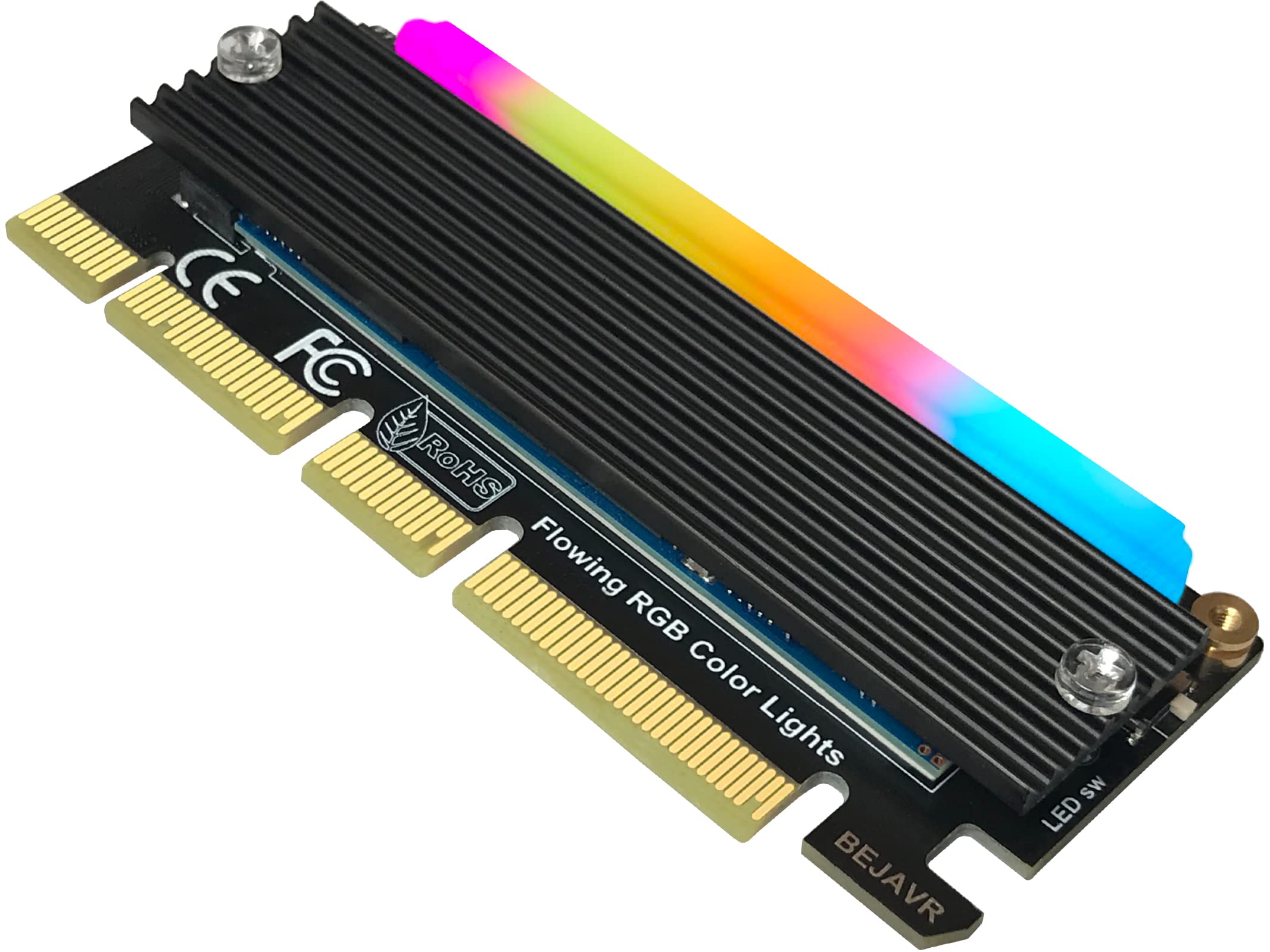 Bejavr M.2 PCIe NVMe Adapter SSD Expansion Card with RGB Light Bar and ...