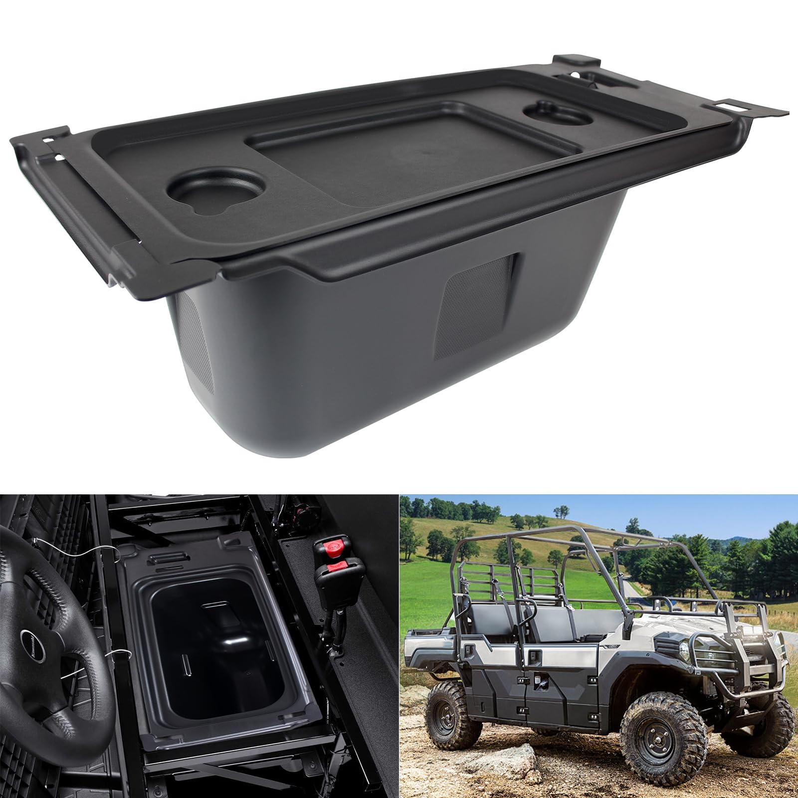 CPOWACE Underseat Storage Box Compatible with 2015-2024 Kawasaki Mule ...