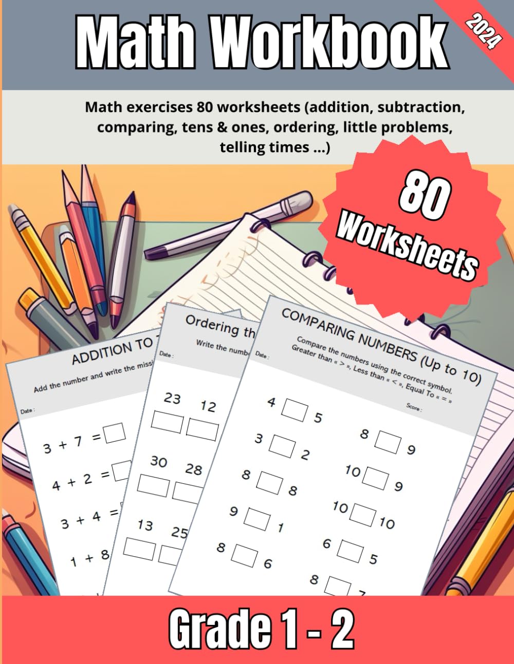 Mua Math workbook : Grade 1 - 2: Math exercises 80 worksheets (addition ...